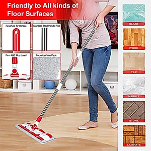 Nolopau Microfiber Hardwood Floor Mop, Microfiber Mops Flat Mop 360°Rotating Wet Dust Mop, with 58&#039;&#039; Stainless Steel Handle for Hardwood Home Office Kitchen Floor Cleaning