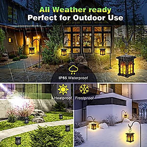 Solar Lantern, Futuriol IP65 Waterproof Solar Outdoor Lights with Flickering Flame Outdoor Lighting Halloween Decorations, Mini Solar Powered Hanging Landscape Light for Garden Yard Porch Lawn 4 Pack