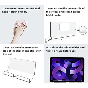 Kamehame Tablet Wall Mount Holder, Acrylic Material, Hand Free, for Smartphones, Tablets, eReader, Clear & Silky White