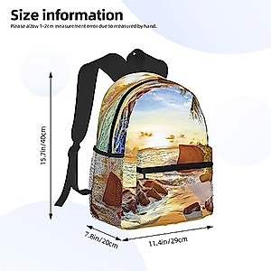 FURLOU Tropical Beach at Sunset Backpack Laptop Men Business Work Casual Daypack Women Lightweight Travel Bag