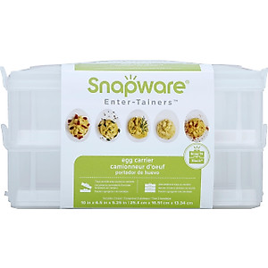 Snapware Snap 'N Stack Portable Storage Carrier with Lid for Eggs, BPA-Free Egg Holders, Dessert Carrier with Stackable Trays, Microwave, Freezer and Dishwasher Safe