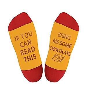 AGRIMONY Funny Socks for Men and Women - If You Can Read This Bring Me Chocolate Fun Novelty Crew Socks - Teens Boys Crazy Funky Food Socks with Sayings-Valentines Day Christmas Funny Gifts