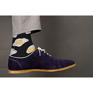 Real Sic Fun Socks for Men and Women - Cozy Cotton Dress Socks with Colorful Designs - Cool, Casual, Seafood Patterned (Eggs & Bacon 2 Pack)