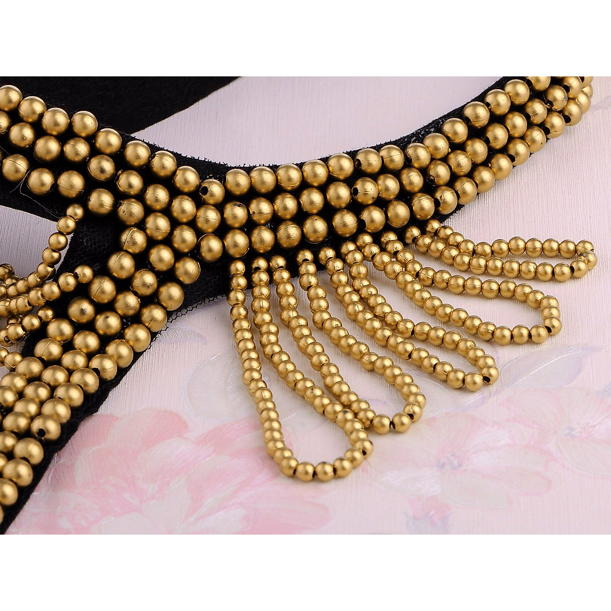 Alilang Women's Egyptian Tribal Ethnic Bohemian Golden Beaded Bib Collar Statement Necklace