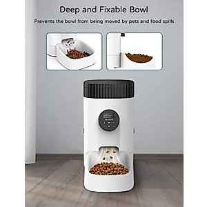 SHANDII Automatic Cat Feeder, 4L Programmable Pet Food Dispenser with Timer and Portion Control, 1-4 Meals per Day, Button-Lock Lid with Desiccant Bag, 10s Voice Recorder, BF40