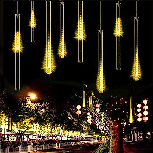 AKNMSOY LED Meteor Shower Lights,Falling Rain Drop Lights,Icicle Lights with Waterproof 11.8inch 8 Tubes SMD2835 192LEDs for Party Wedding Holiday Christmas Decoration