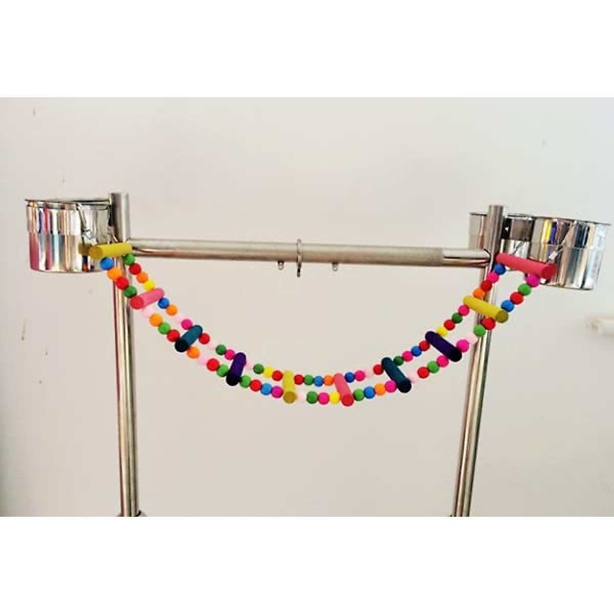 Bird Ladder Bridge, Parrot Toys Rainbow Swing Bridge Hammock Natural Raw Wood, Macaws Parakeets Lovebirds Chameleon Hamster for Training (32 Inch)