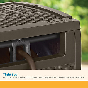 Suncast 175 ft. Wicker Style Resin Hose Hideaway with Hose Guide, Java