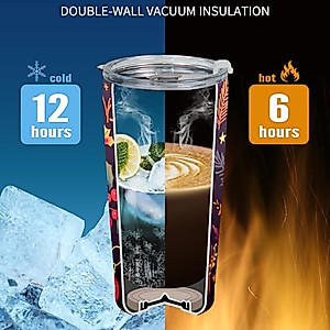 QWEUIOP 20oz Insulated Travel Coffee Mug Cartoon Purple Candles Stainless Steel Tumbler with Lid Double Wall Vacuum Coffee Cup For Hot and Cold Drinks14138