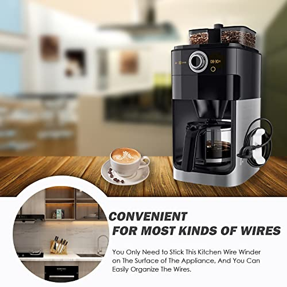 Cord Organizer for Appliances 8PACK Appliance Cord Wrapper,Cord Winder for Small Appliances, Mixer, Blender, Coffee Maker, and Air Fryer, Small Appliance Parts & Accessories(black) Cord Winder