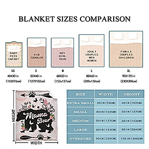 Tuxhhzdda Mama Bear Blanket and Throw, Gifts for Wife Xmas, Gift to Mom, Moms from Daughter, Super Soft Adorable Fleece Blanket for Sofa Outdoor Size:80x60 Inches