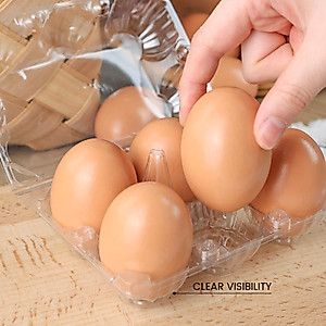 HANSGO Clear Egg Cartons Bulk, Half Dozen Eggs Storage Containers for Home Ranch Chicken Farm Market Display, 60 PCS
