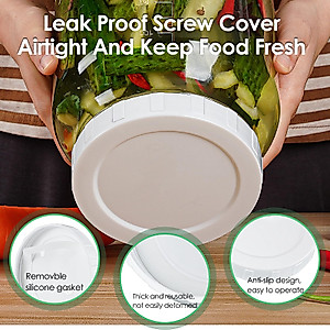 Qianfenie 1 Pack Wide Mouth 1 Gallon Clear Glass Jar w Lid, Heavy Duty 100% Airtight Screw Lid w Silicone Gasket - Mason Jar w 2 Scale Mark for Fermenting Kombucha and Storing Food.