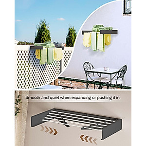 Vikaqi Clothes Drying Rack Wall Mounted, 32" Drying Rack Clothing Retractable, Laundry Drying Rack Space Saving, Collapsible Drying Racks for Laundry Folding Indoor Outdoor, 5 Rods, Black