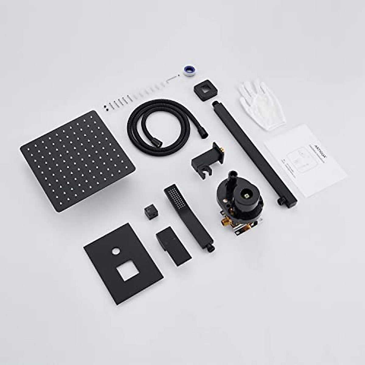 Artiqua Shower System 10 Inches Rain Shower Combo Set Black Wall Mount Faucet Bathroom Faucets with Rainfall Shower Head and Hand Shower