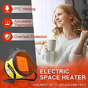 AgiiMan Outdoor Patio Heater - Portable Electric Garage Heater for Outdoor Use, Space Greenhouse Heaters with Long Cord, Heat Up in 1S, Adjustable Heating Settings, Small Fan Heaters for Patio, Garage