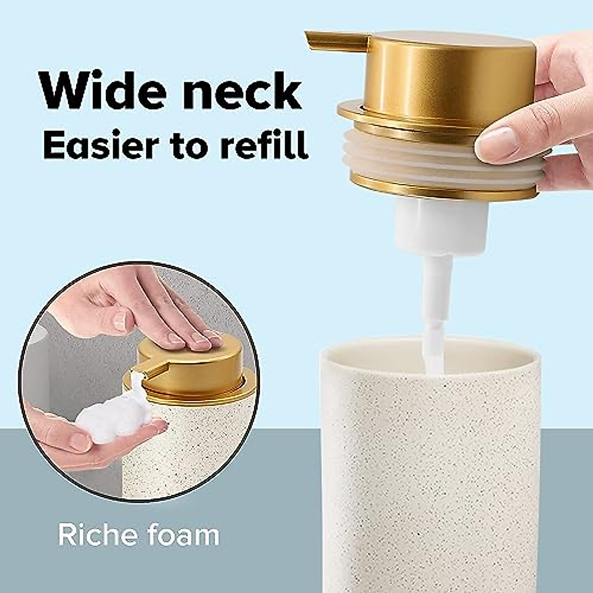 Rolilink Foaming Soap Dispenser, Ceramic Hand Soap Dispenser