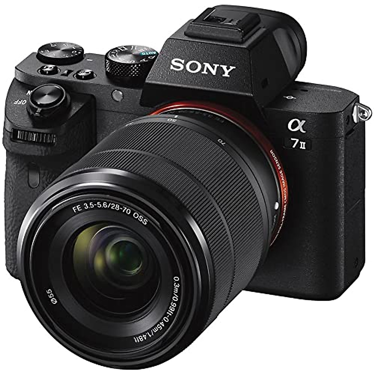 Sony a7 II Mirrorless Camera with 28-70mm Lens (ILCE7M2K/B) + Bag + 64GB Card + Card Reader + Flex Tripod + Hand Strap + Memory Wallet + Cap Keeper + Cleaning Kit (Renewed)