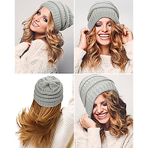 Foaincore 9 Pieces Slouchy Winter Hats for Women Knit Beanie Hats Warm Skull Caps Thick Winter Beanies
