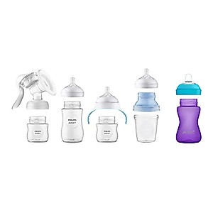 Philips Avent Sippy Cup Bundle with Natural Trainer Cup with Natural Response Nipple, 5 Ounce, 1 Pack + My Easy Sippy Cup, 9 Ounce, 2 Pack, Pink/Purple