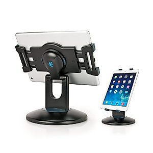 EHO iPad Stand, 360° Rotating Commercial Tablet Stand, Retail Kiosk, 6"-13" (Screens) Adapter Universal Tablet Clamp Holder for iPad, iPad Air, iPad Mini, Microsoft Surface, Most Tablets - Black