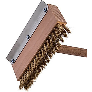 Carlisle FoodService Products 4152000 Oven Brush & Scraper With Handle, 8-1/2" Wide, 1-1/4" Brass Bristles, 42" Long Hardwood Handle