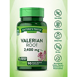 Nature's Truth Valerian Root Capsules | 2400mg | 90 Count | Non-GMO & Gluten Free Supplement