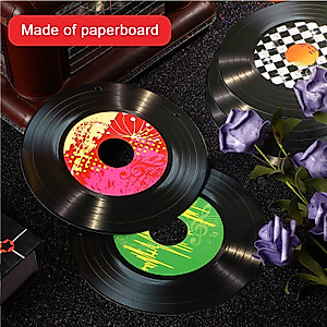 3 Packs 1950's Rock and Roll Music Party Decorations Record Cutout Banner Record Wall Decor Signs for 50's Theme Rock Party Supplies Music Party Favors
