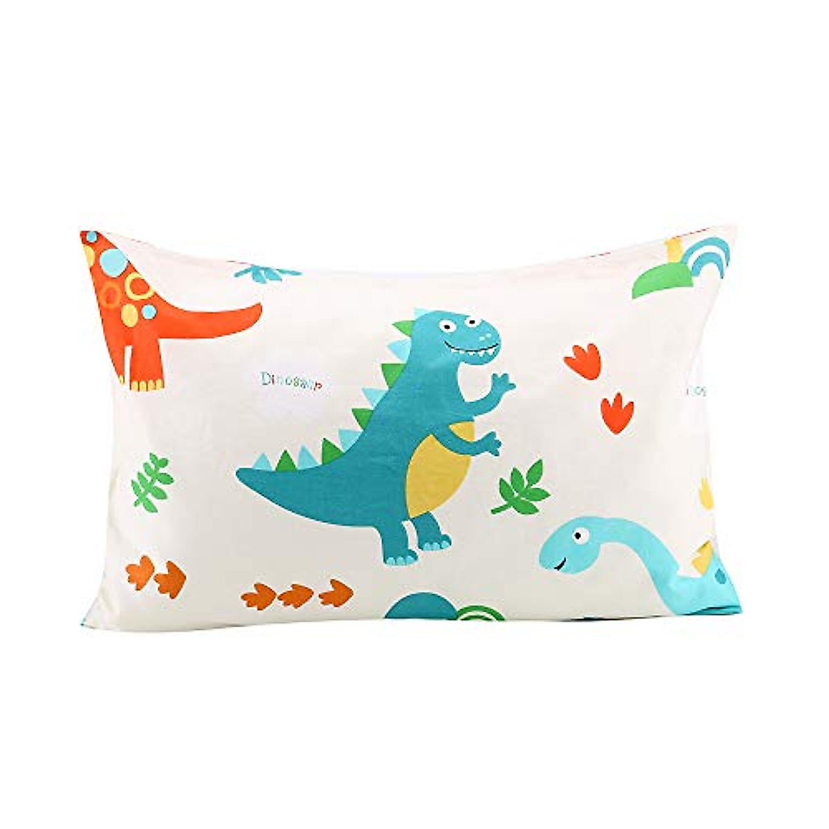 UOMNY Pillowcase 2 Pack, 100% Polyester, Dinosaur Design, Fits Pillows 13x18 or 12x16 inch, Toddler Pillow Cover for Kids Bedding, Breathable, Soft, Indoor, 400 Thread Count, Pillowcase Set