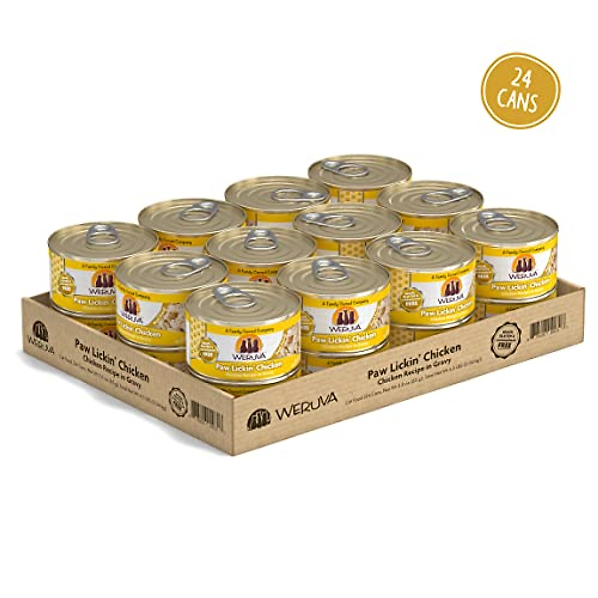 Weruva Classic Cat Food, Paw Lickin’ Chicken with Chicken Breast in Gravy, 3oz Can (Pack of 24)