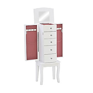 Powell Furniture Jewelry Armoire, White, 13"x 9.375"x 35.5"