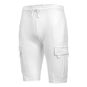 Linen Blend Shorts Men 5 Inch Drawstring Shorts Men 2023 Classic Fit Elastic Waist Cotton Linen Shorts with Pockets Summer Beach Cargo Shorts Slim Cargo Shorts for Men White XL