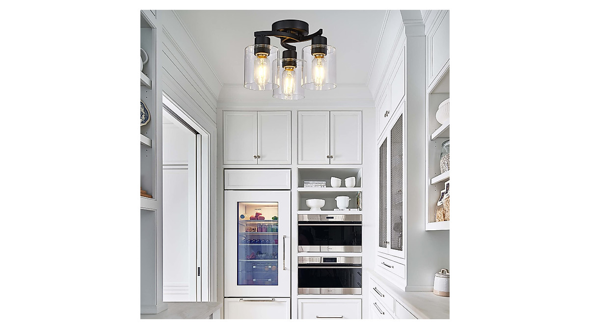 Eatich 3-Light Black Ceiling Light Fixture - Stylish & Versatile