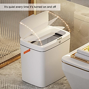 Automatic Trash Can, Smart Plastics Touchless Garbage Can, 4/4.75 Gallon Smart Trash Bin, Self Sealing Motion Sensor Bins for Kitchen, Office, Living Room, Toilet (White,15L)