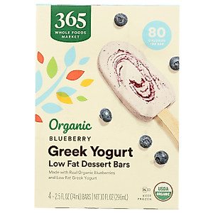 365 by Whole Foods Market, Frozen Yogurt Greek Blueberry Organic, 2.5 Fl Oz, 4 Pack