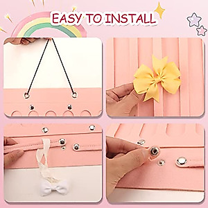 Moobibear Bow Holder Organizer for Baby Girls (With 20 hair clips), Large Capacity Hair Clip Holder, Girls Hair Accessories Storage Organizer with 16 Felts for Nursery Room