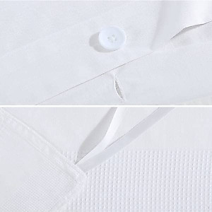 Vera Wang - Queen Duvet Cover Set, Luxury Cotton Bedding with Matching Shams, All Season Home Decor (Waffle Stripe White, Queen)