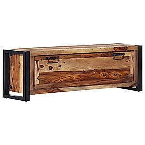 vidaXL Solid Wood Sheesham Shoe Cabinet Storage Side Shoe Rack Bench Box Organizer Cabinet Hallway Entryway Home Indoor Furniture Steel