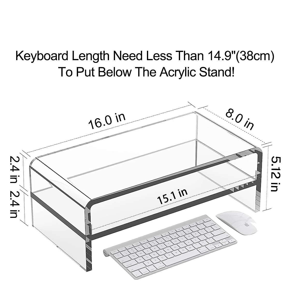 Egchi Clear Acrylic Monitor Stand Riser 2 Tier, 5.5 Inches High Clear Monitor Stand/Computer Desk Organizer Shelf for Multi Media Computer PC Storage Laptop