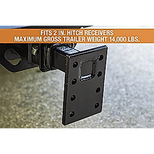 Buyers Products PM87 3-Position Pintle Hook Mount, Black, 9 in. Shank