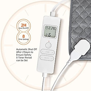 Heating Pad for Back, Neck, Shoulder Pain, 32''x24'' King Size Electric Heat Pad Fast-Heating 6 Temperature Level, 8 Timer Modes, Auto Shut Off, Ultra Soft Machine Washable