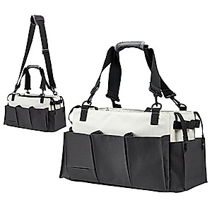 Large Cleaning Caddy with Handle, Wearable Cleaning Supplies Organizer with Detachable Divider Cleaning Tote Bag with Shoulder and Waist Strap for Cleaners & Housekeepers