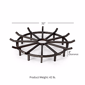 Titan Great Outdoors 24" Wagon Wheel Fire Grate, Decorative Wood Burning Lifted Grate Pit