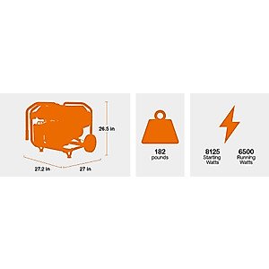 Generac 7682 GP6500E 6,500-Watt Gas-Powered Portable Generator - Powerrush Advanced Technology with Electric Start - Durable Design and Reliable Backup Power - 49-State Compliant