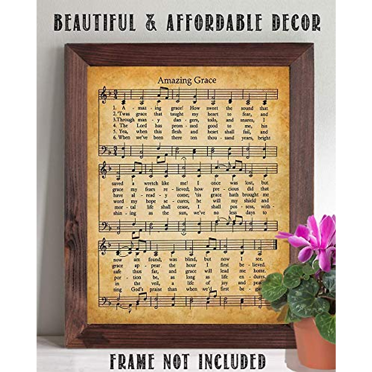 Amazing Grace Wall Art Poster - 11x14 Unframed Art Print - Great Inspirational Music Sheets Gift and Decor Under $15