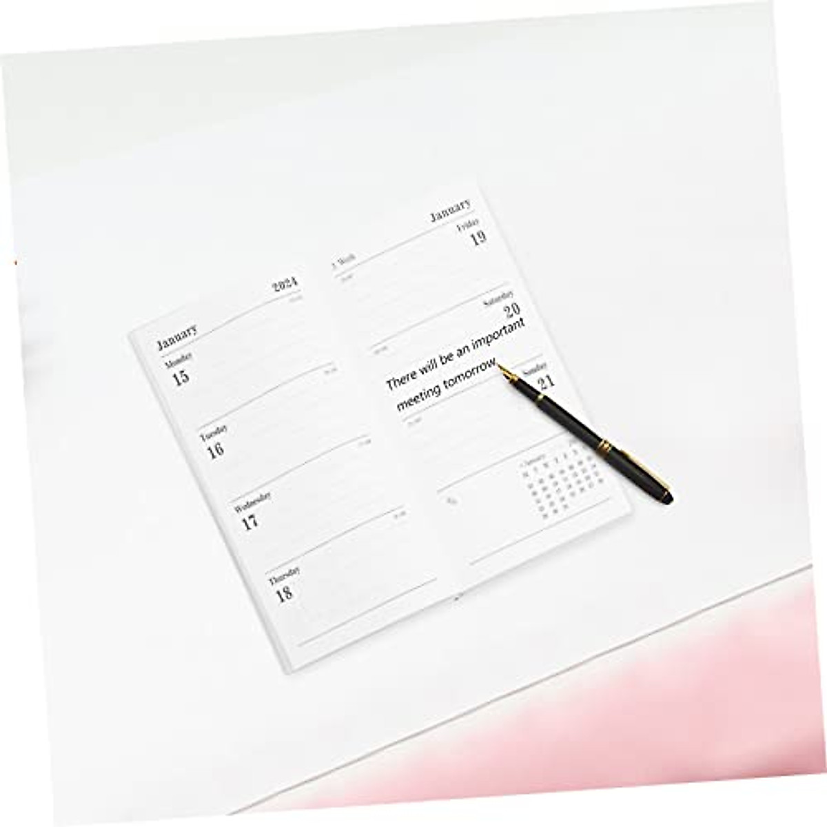 Tofficu Planner Book Academic Diary 2024 Undated Planner Weekly and Monthly Weekly Pocket Planner To Do List Pad English Agenda Planner Notebook Work Notes Multifunction Imitation Leather