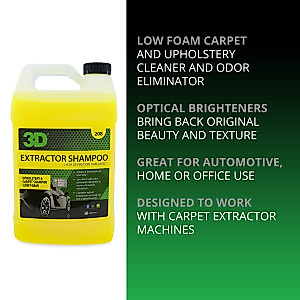 3D Extractor Carpet Cleaner Shampoo for Machine Use - Upholstery Cleaner, Stain Remover & Odor Eliminator - Low Foam, No Residue Formula 1 Gallon