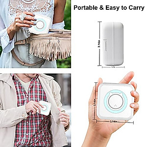 Carpower Mini Printer Portable, Pocket Thermal Printer with 7 Rolls Paper, Bluetooth Wireless Instant Photo Printer Compatible with iOS Android for Picture Receipt Label Note QR Code Inkless Printing