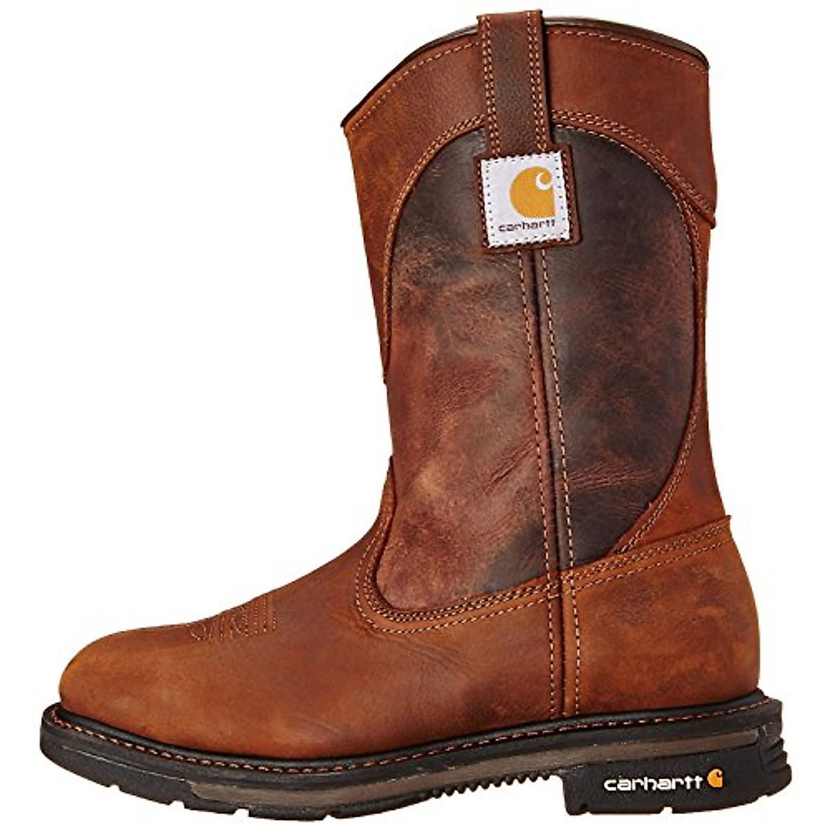 Carhartt mens 11" Wellington Square Safety Toe Leather Work Cmp1218 industrial and construction boots, Brown/Dark Brown Leather, 13 Wide US