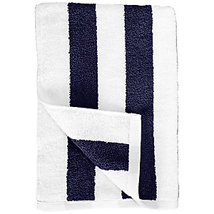 Amazon Basics Cabana Stripe Beach Towel - 2-Pack, Navy Blue